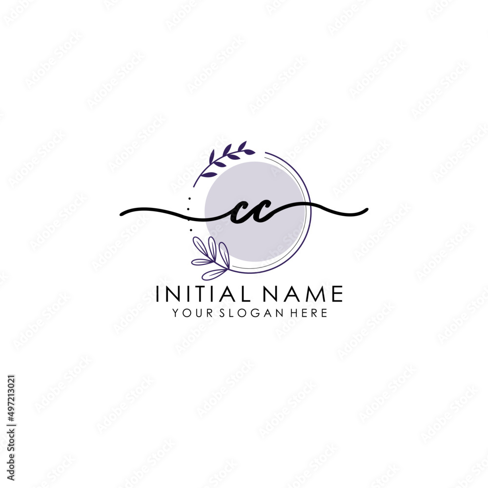 CC Luxury initial handwriting logo with flower template, logo for ...