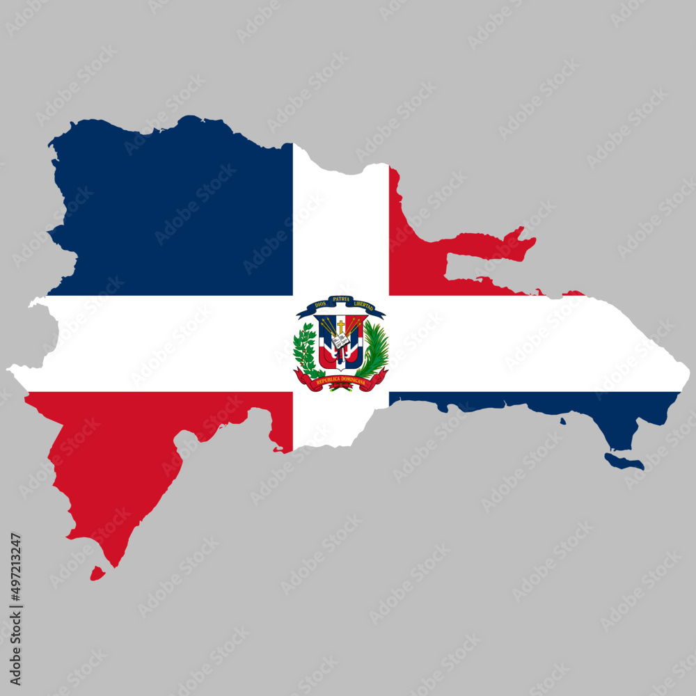 Dominican Republic flag inside the Dominican map borders vector ...