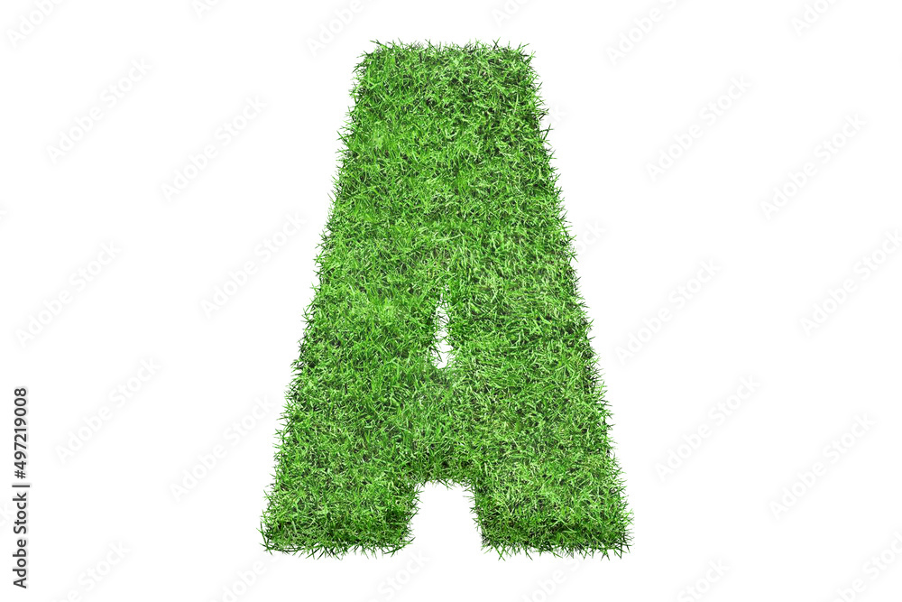 Green Grass Letter A. Alphabet Isolated On White Background. Font For ...