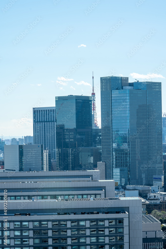 Tokyo city center with skyscraper office buildings in Otemachi, Tokyo ...