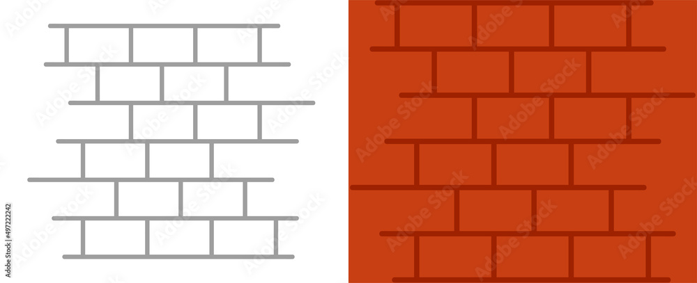 Brick wall vector line pattern element or brickwall masonry red blocks ...