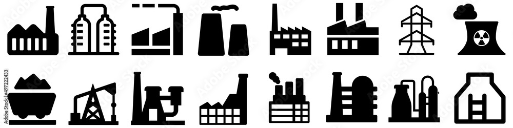 Industrial factories vector icons set. Factory icon illustration ... Industrial factories vector icons set. Factory icon illustration ...