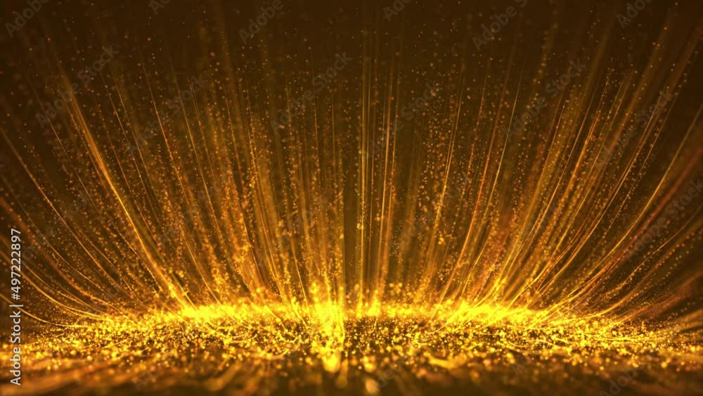 Golden particle streaks rsing is a spectacular motion, luxurious gold ...