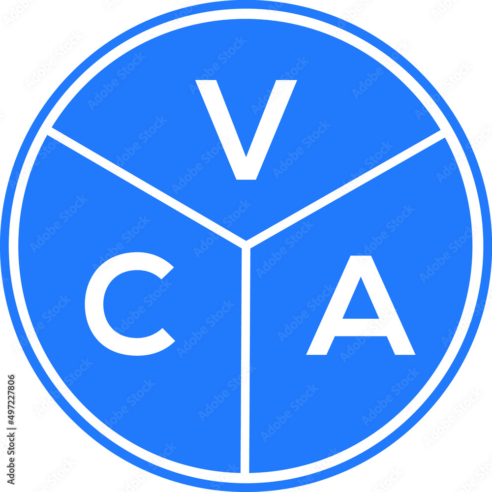 VCA letter logo design on white background. VCA creative circle letter ...