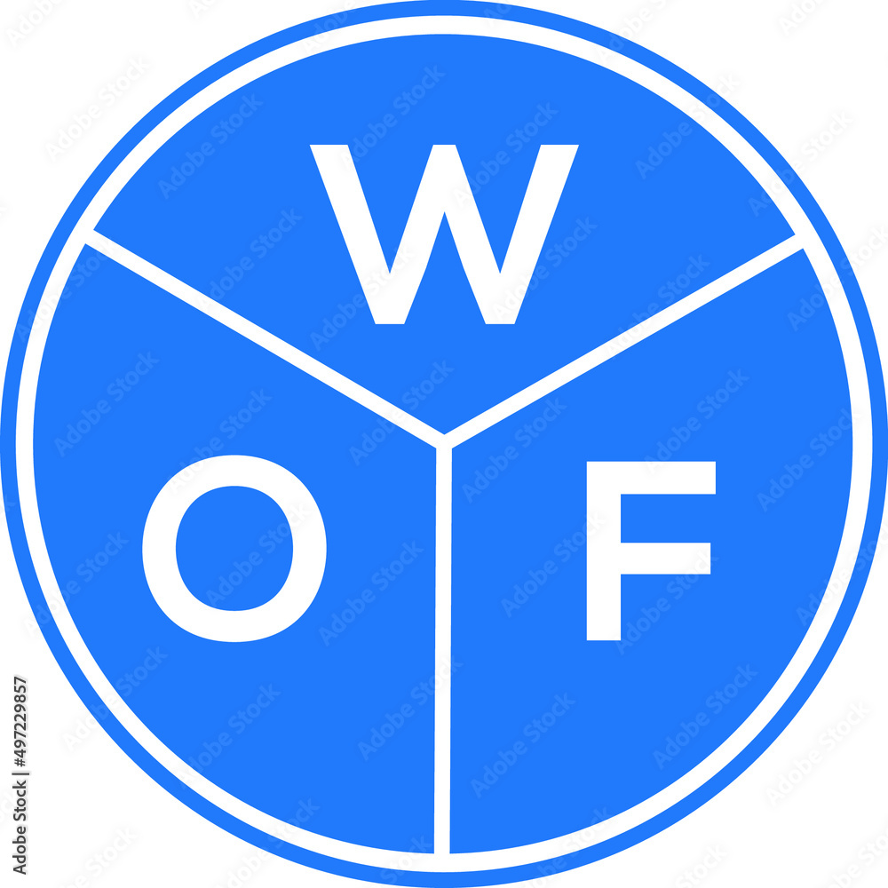 WOF letter logo design on white background. WOF creative circle letter ...