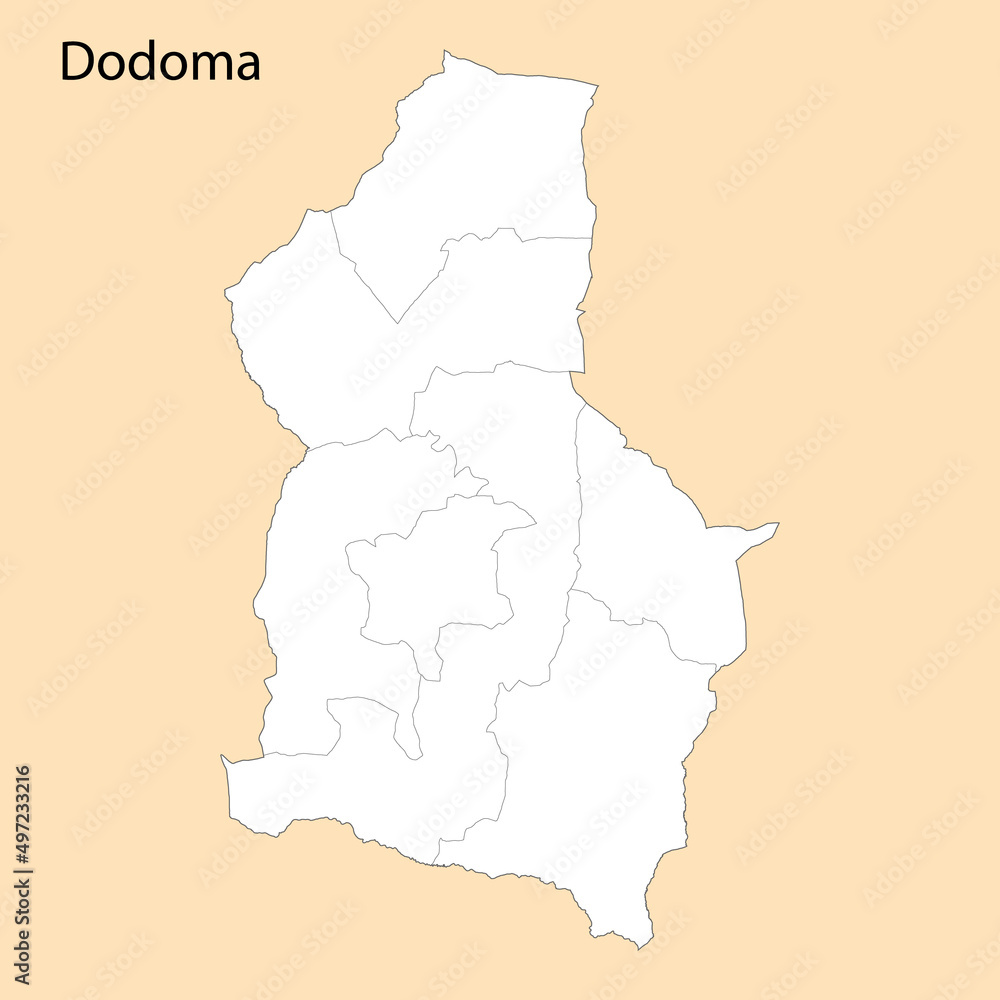 High Quality map of Dodoma is a region of Tanzania Stock Vector | Adobe ...