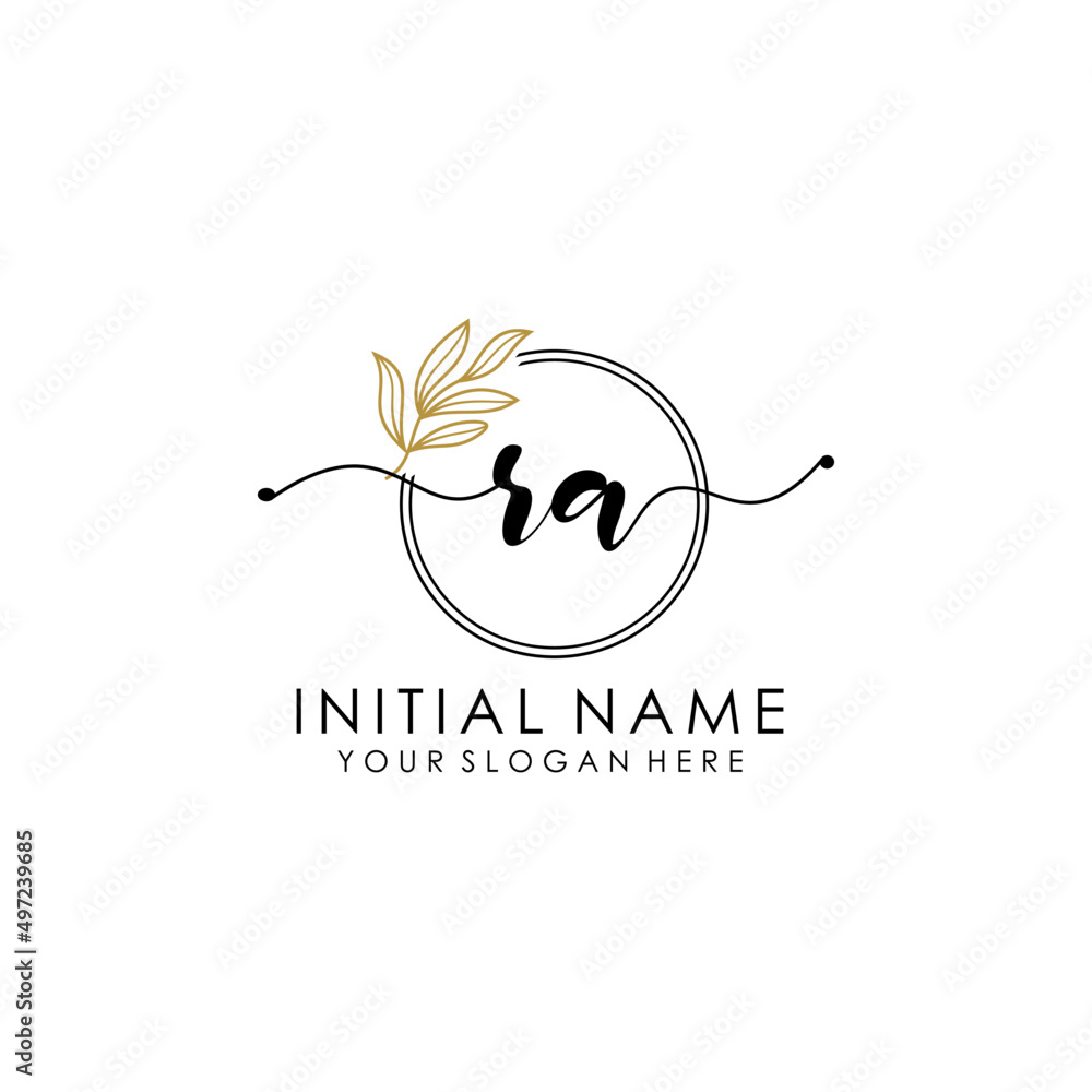 RA Luxury initial handwriting logo with flower template, logo for ...