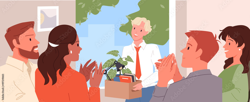 Cheerful team welcome new office employee. Worker onboarding, greeting ...