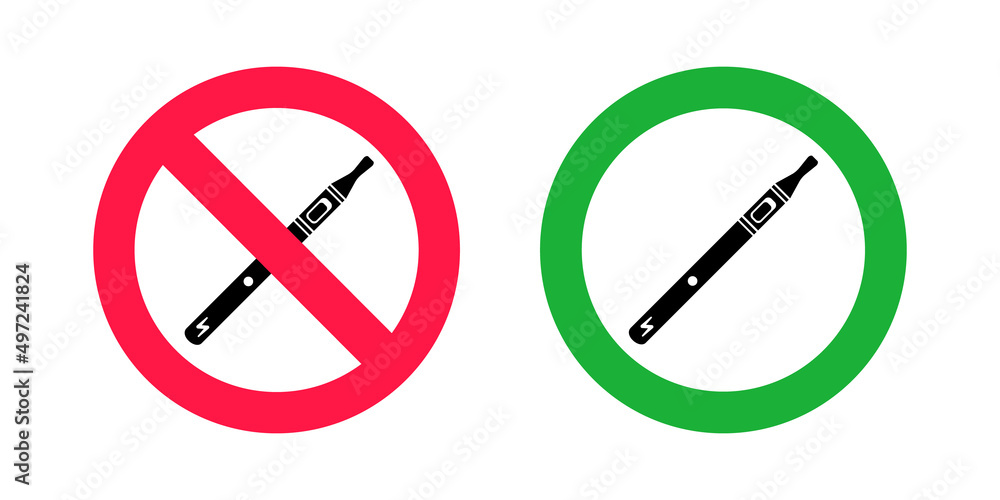 No vaping and vaping area signs. Red forbidden and green allowed ...