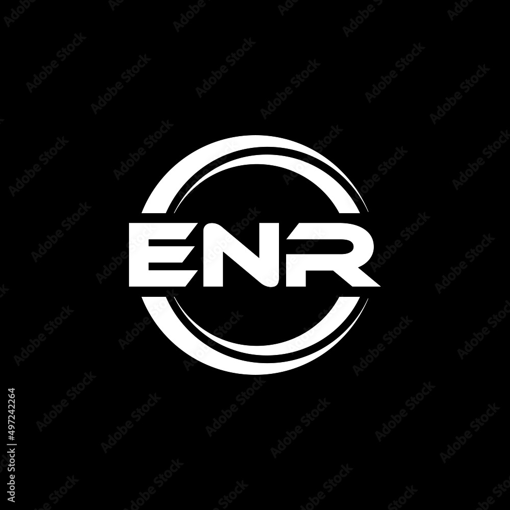 ENR letter logo design with black background in illustrator, vector ...
