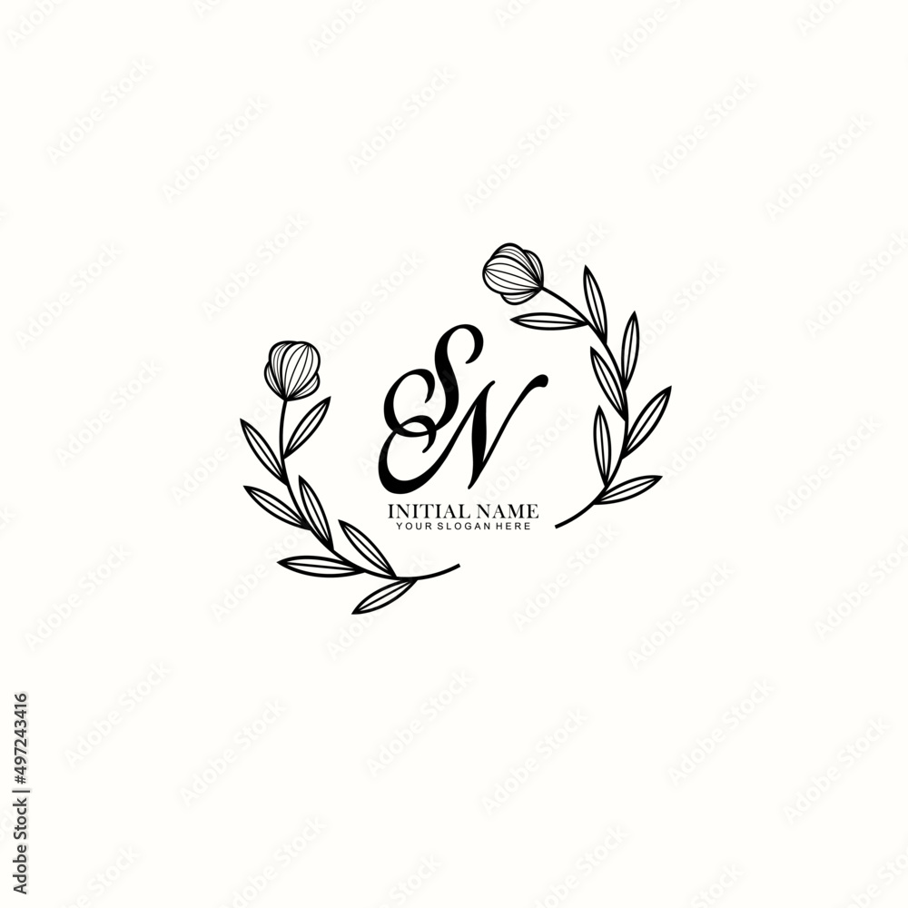 SN Initial letter handwriting and signature logo. Beauty vector initial ...