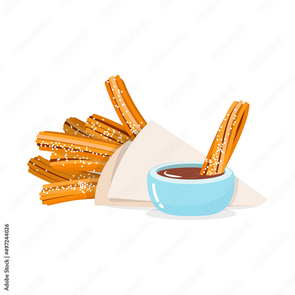 Churros icon. Illustration of traditional spanish sweet dessert and ...