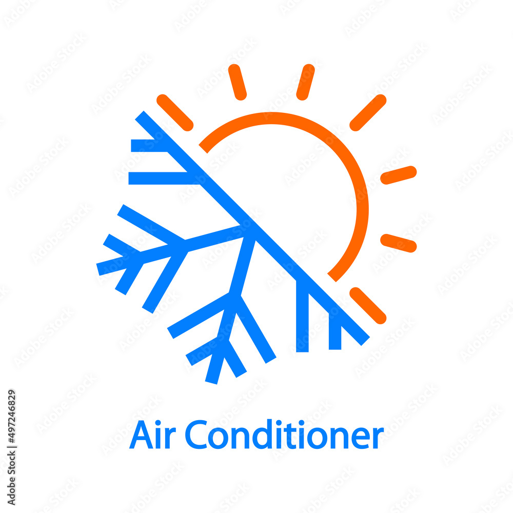 Reparación y servicio de aire acondicionado. Logo lineal con texto Air ...