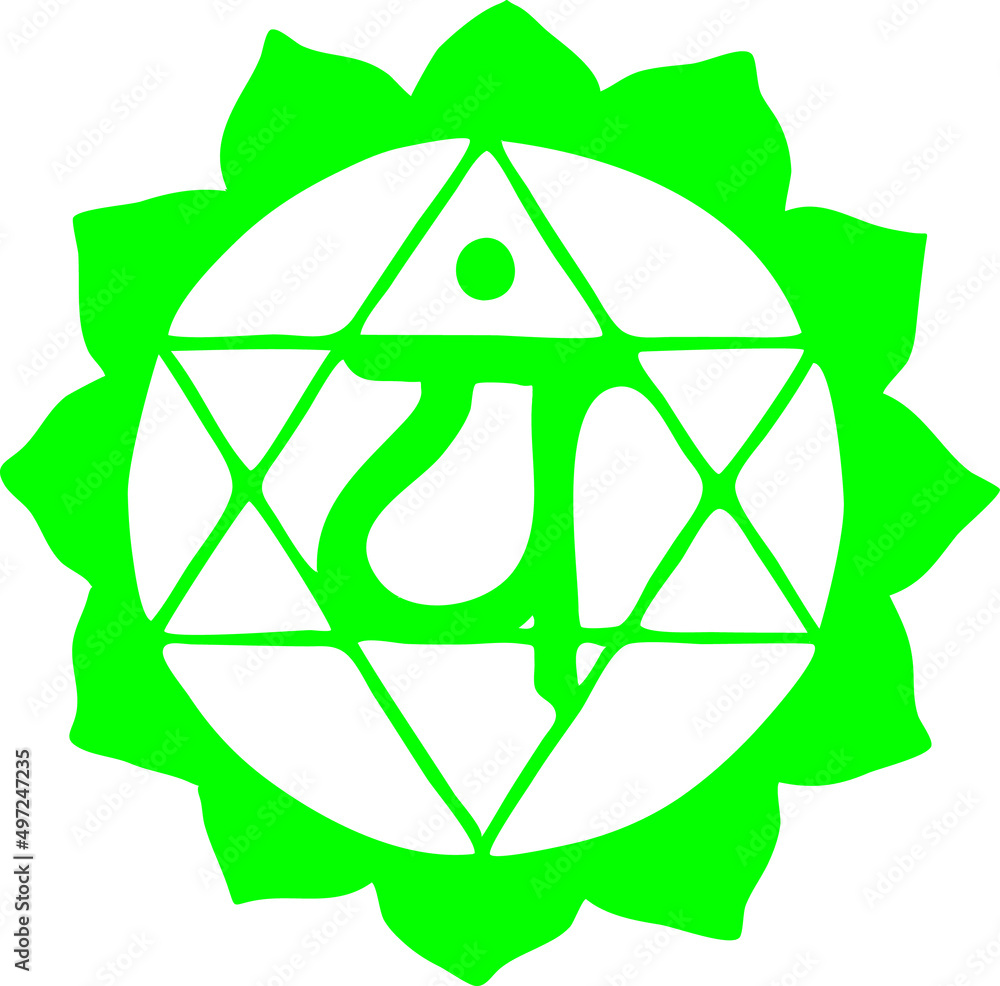 Anahatha chakra colored vector symbol. Chakra green, banner, poster ...