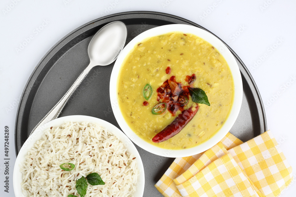 Indian popular food Dal fry or traditional Dal Tadka Curry or yellow ...