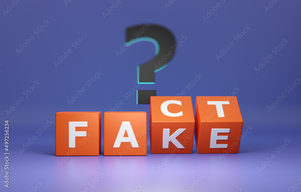 Propaganda truth and myths in media. Dice with words fact and fake and ...