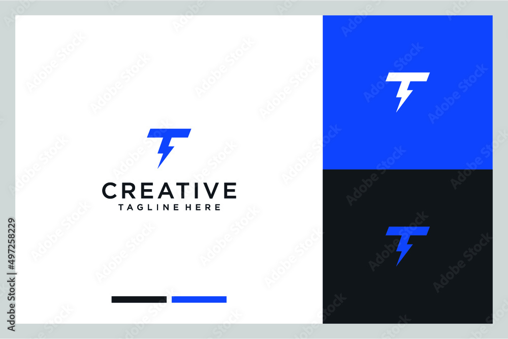 letter T lightning bolt logo design Stock Vector | Adobe Stock