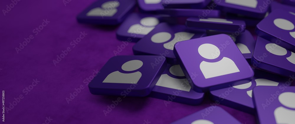 user avatar icon, button, profile symbol, flat person icon in purple ...