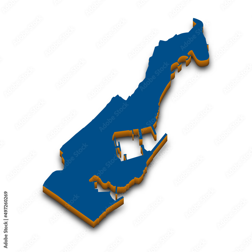 Monaco 3D map. Detailed 3d map with dropped shadow. Blue isometric ...