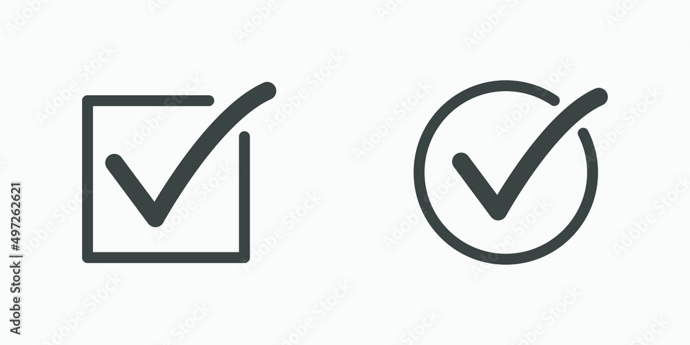 Checkmark Checkbox Checklist Tick Icon Vector Symbol Set Stock