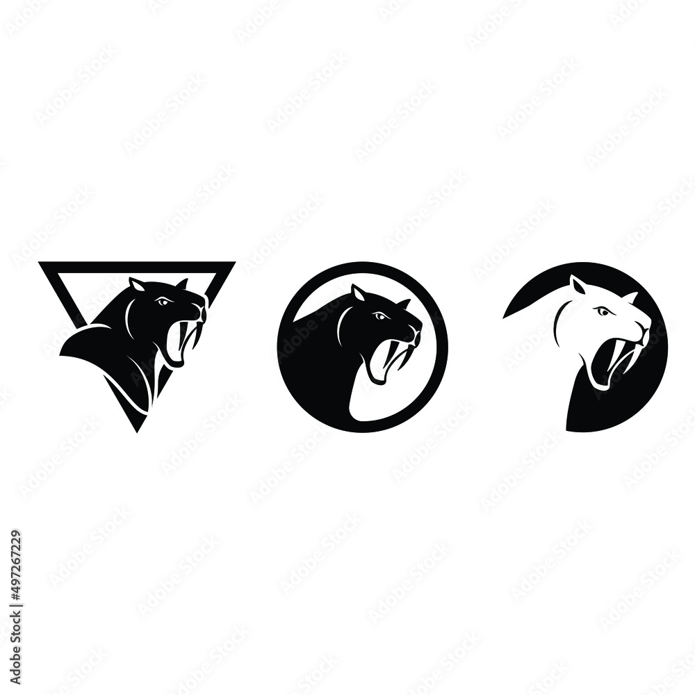 black and white sabertooth tiger logo vector Stock Vector | Adobe Stock