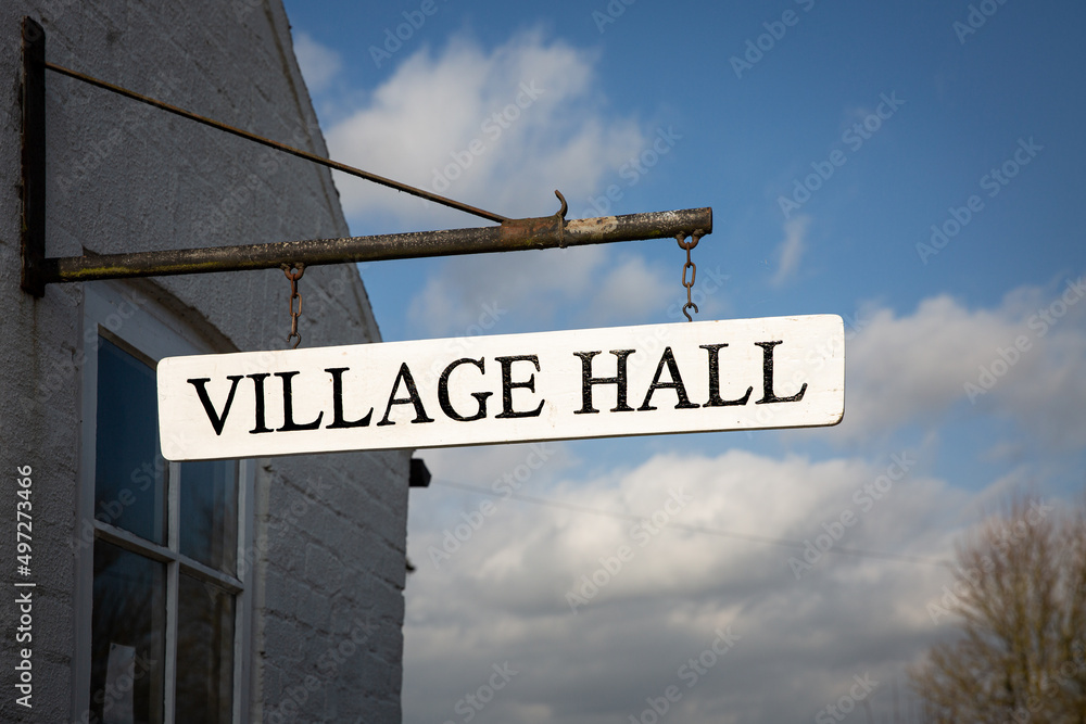 A Village Hall sign Stock Photo | Adobe Stock