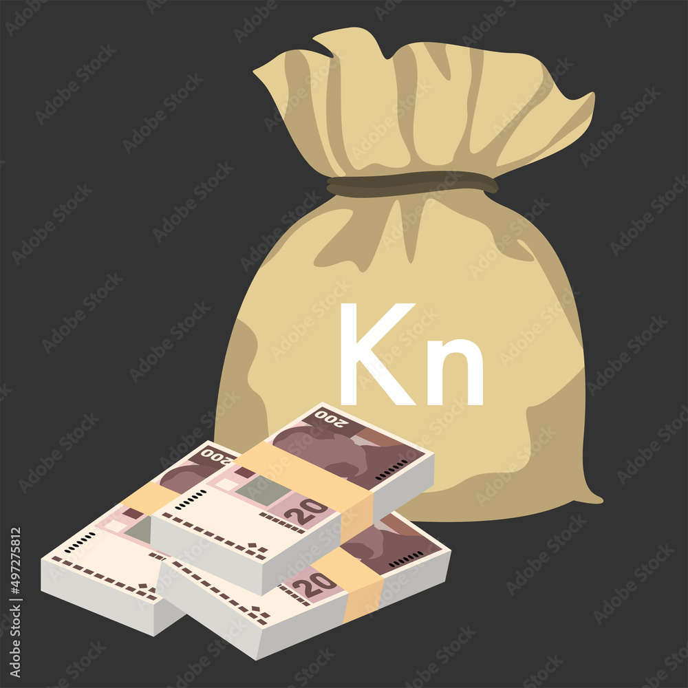 Croatian Kuna Vector Illustration. Croatia money set bundle banknotes ...