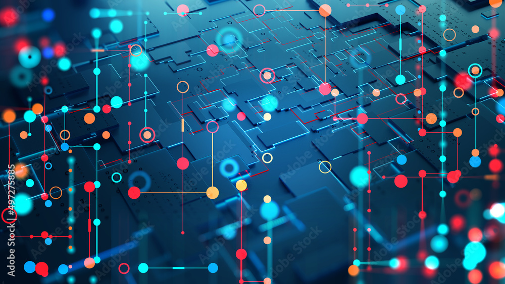 Digital field of information. Data exchange and sales analytics. Big ...
