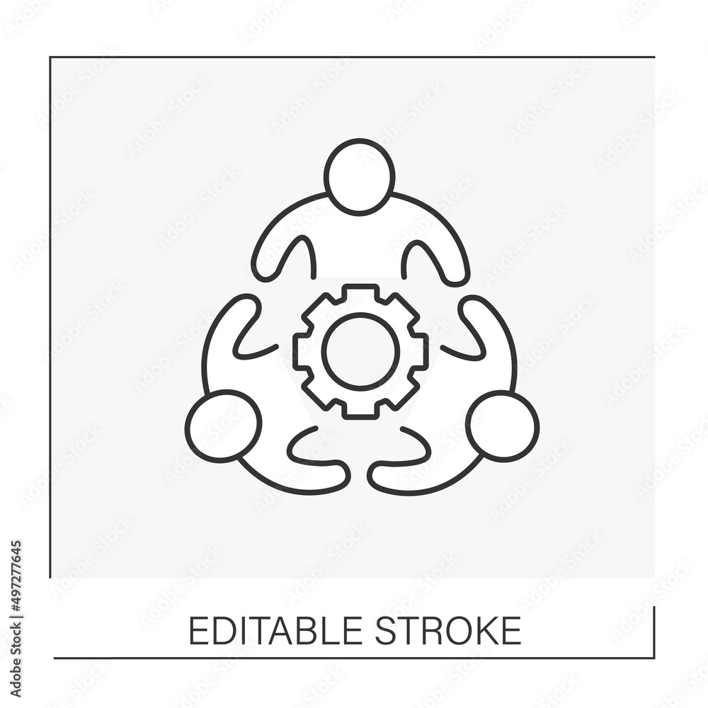 Cooperation line icon. Effective cooperation. Common configurations ...