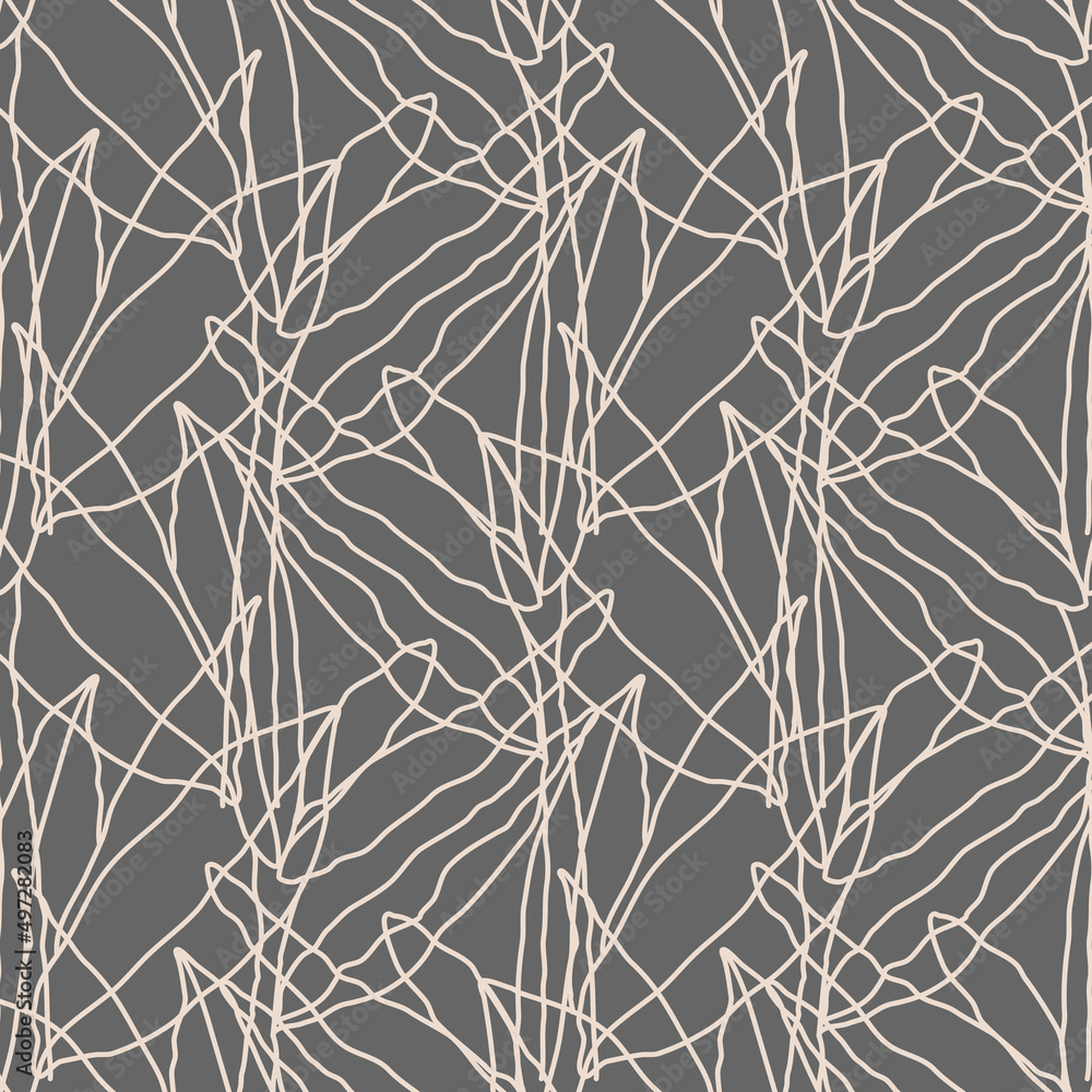 Trendy minimalist seamless botanical pattern with line art composition ...
