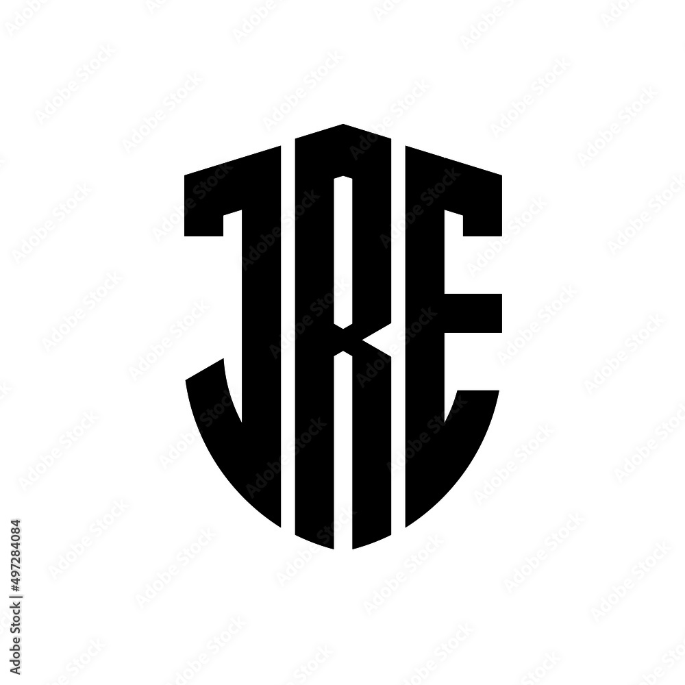 JRE letter logo design. JRE modern letter logo with black background ...
