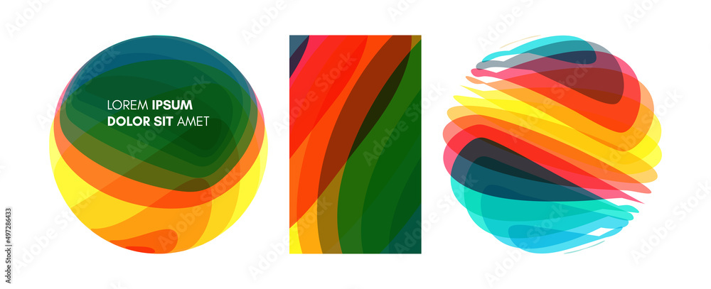 Set of spheres. Abstract wavy background with dynamic effect. Modern ...