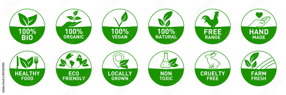 100% organic, 100% bio, vegan, natural, free-range, hand made, eco ...