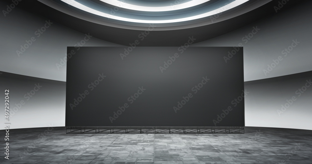 White virtual arena background with a big screen, ideal for tv shows ...