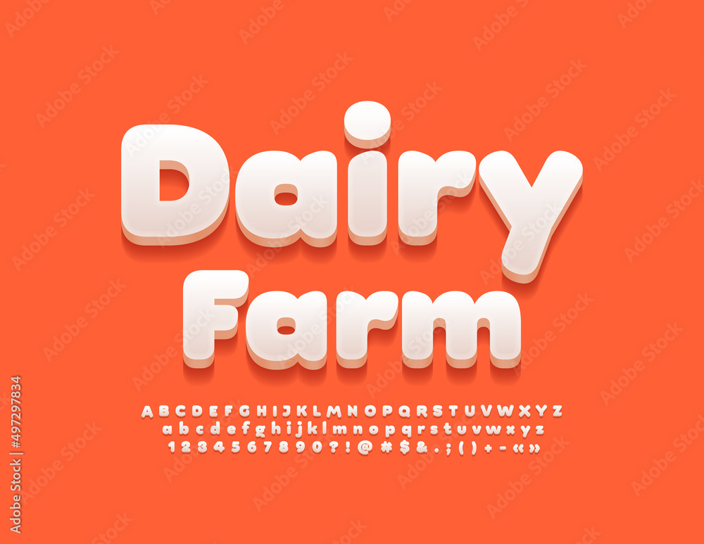 Vector modern logo Dairy Farm with White Alphabet Letters and Numbers ...