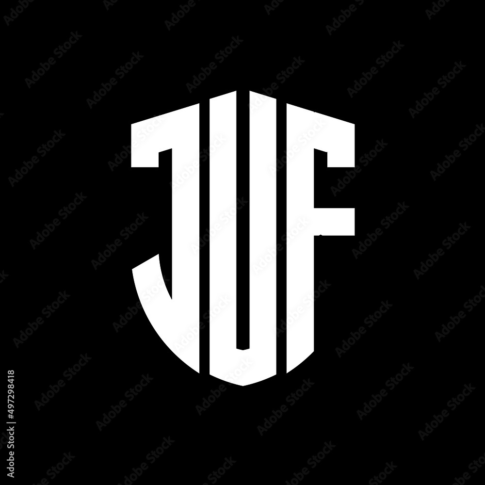 JUF letter logo design. JUF modern letter logo with black background ...