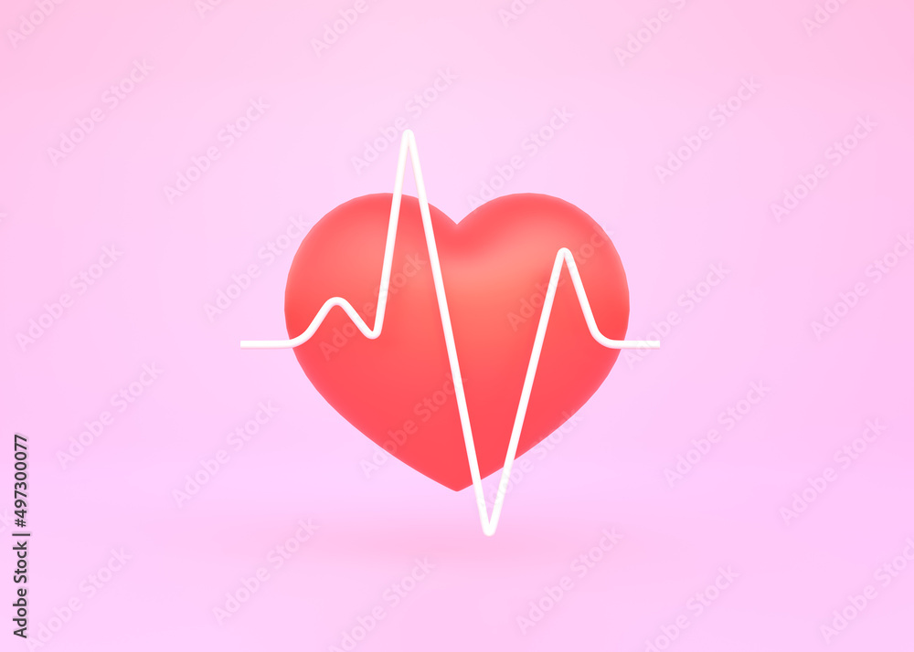 Red heart with white pulse line icon on a pink background. Heart pulse ...