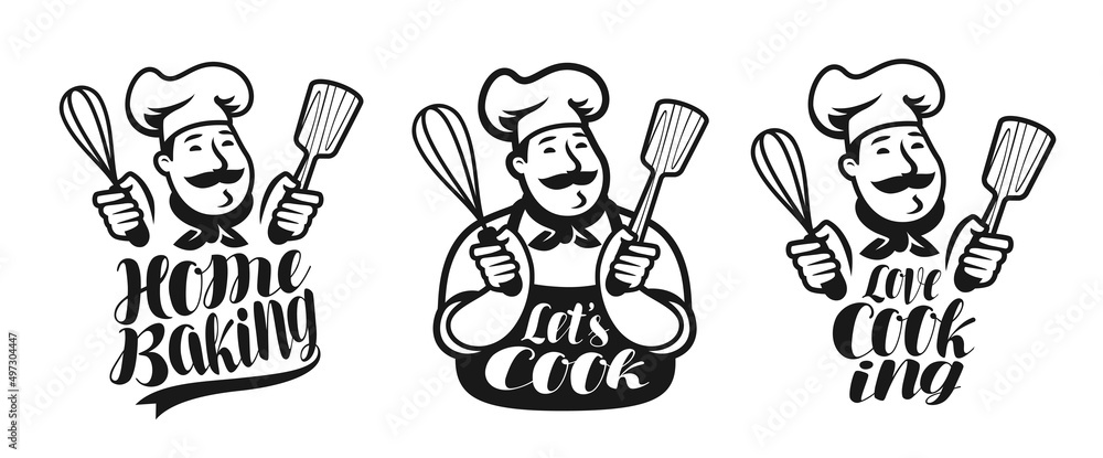 Cooking labels set. Bakery concept emblem. Food typography vector ...