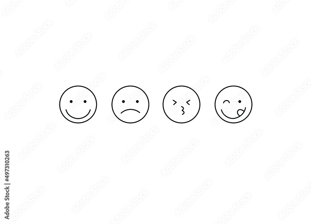 Vector isolated four symbols of emotions set Stock Vector | Adobe Stock