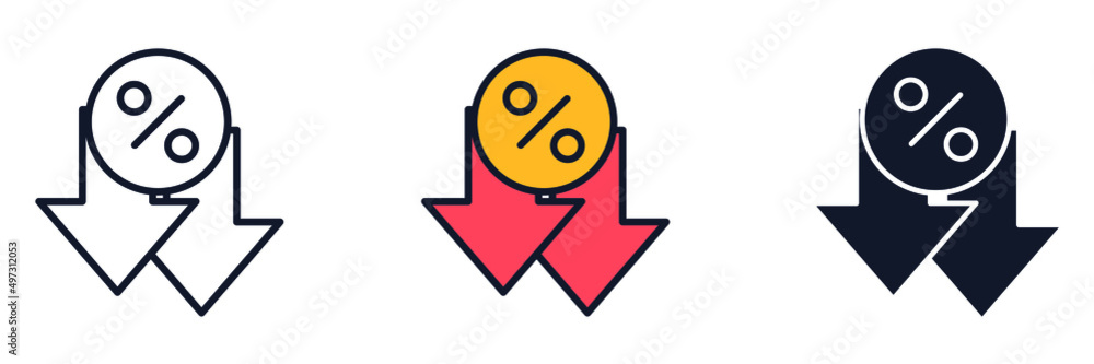 decrease icon symbol template for graphic and web design collection ...