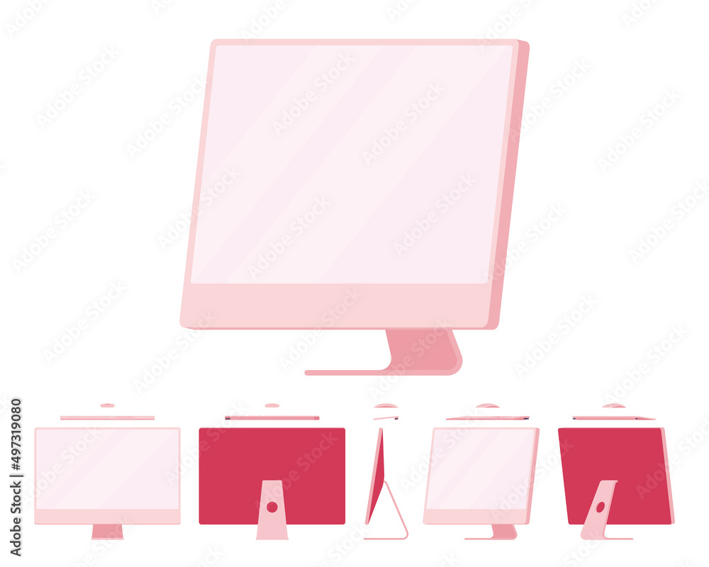 Monoblock PC, pink professional computer workstation bundle, equipment ...