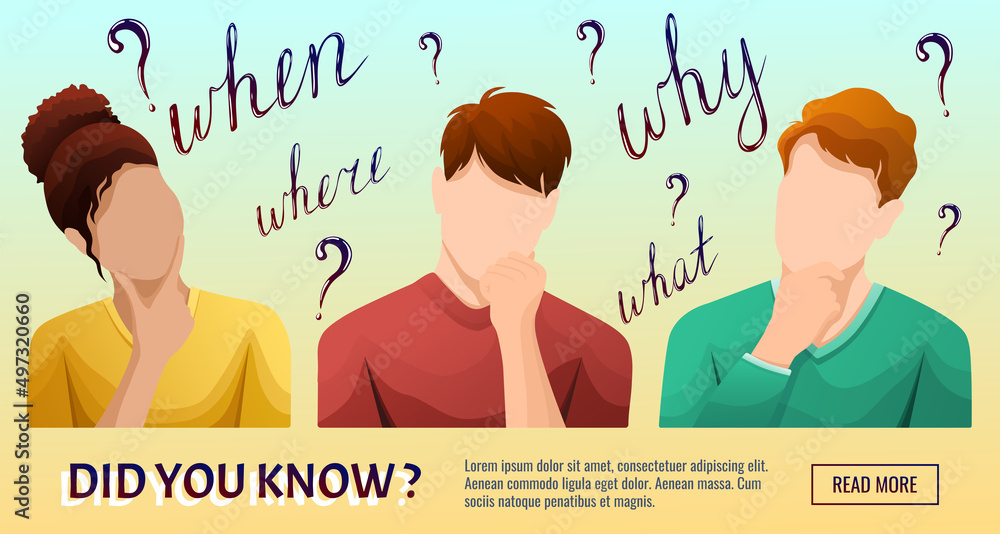 People are thinking. Text and question marks. Thinking concept. Vector ...