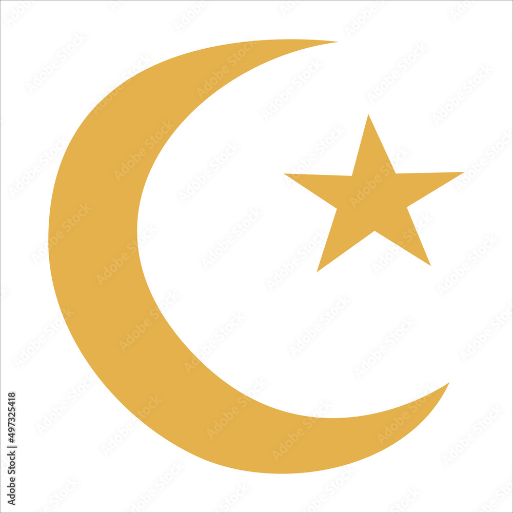 Vector sketch of star and crescent template. Hand drawn paint islamic ...