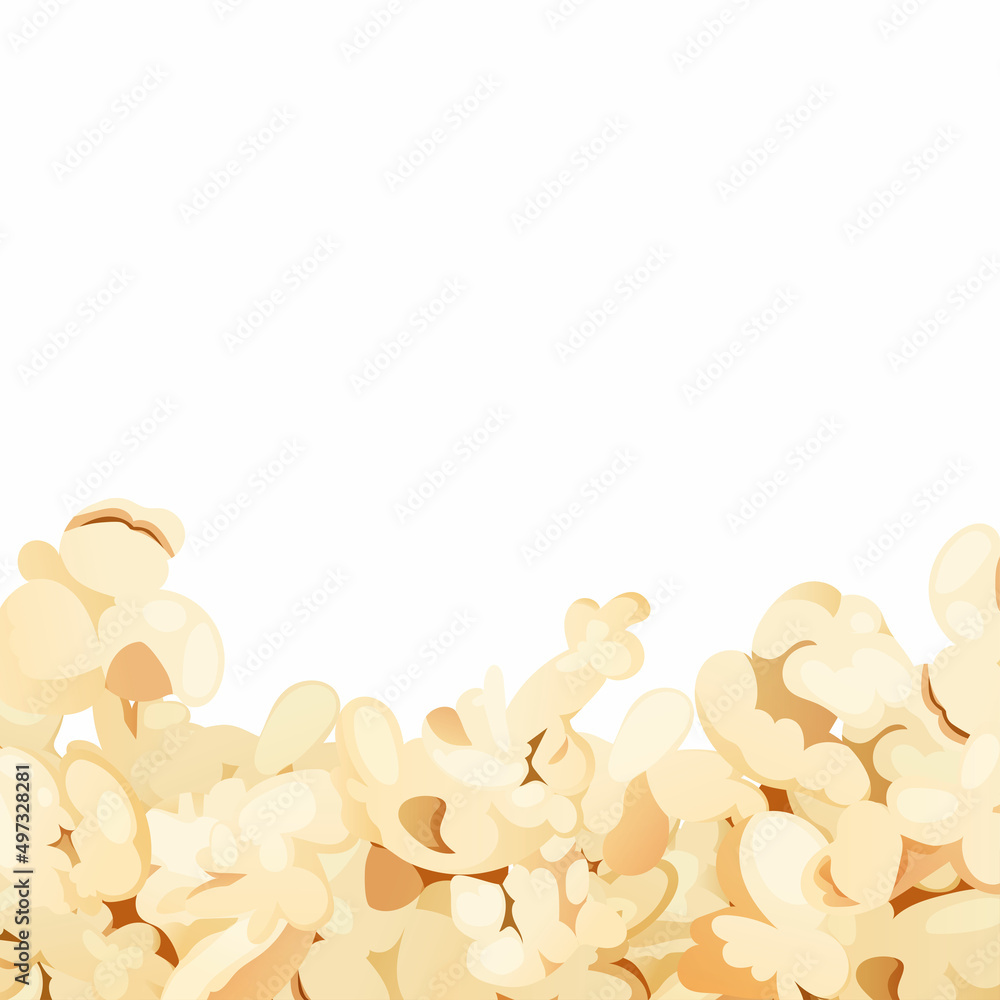 Popcorn pieces background for cinema, movie, food concepts. Cartoon ...