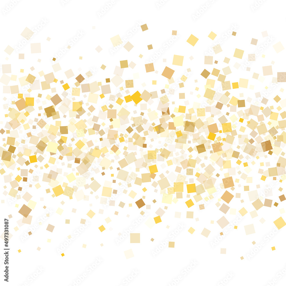 Small gold square confetti sparkles falling on white. Rich holiday ...
