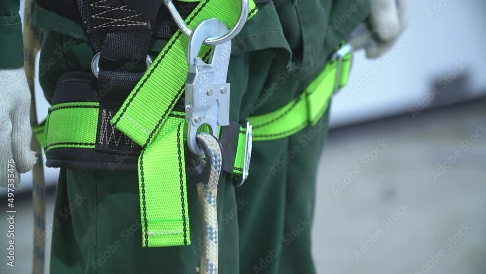 Working at height equipment. Fall arrestor device for worker with hooks ...