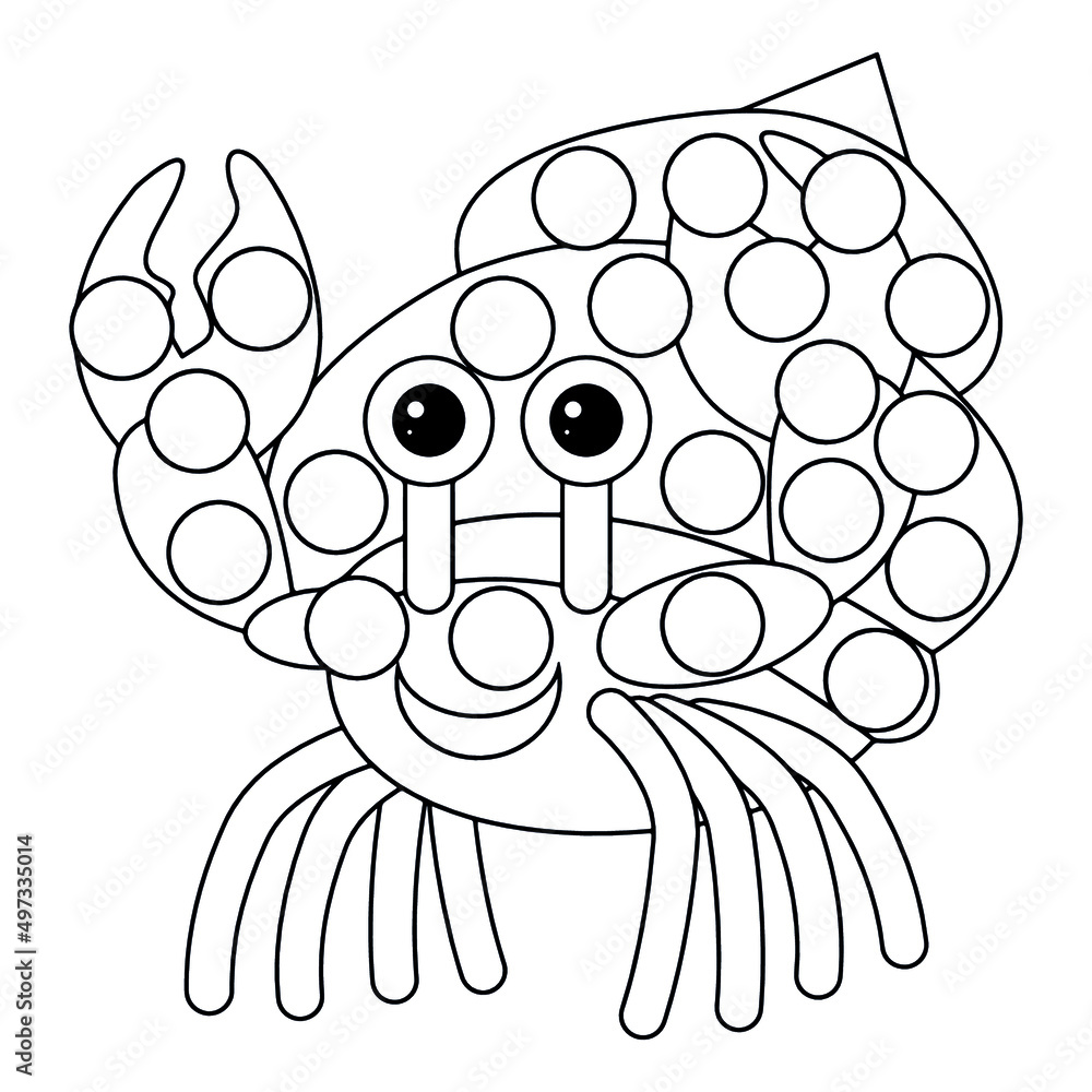Ocean Animals Dot marker coloring pages Stock Vector | Adobe Stock