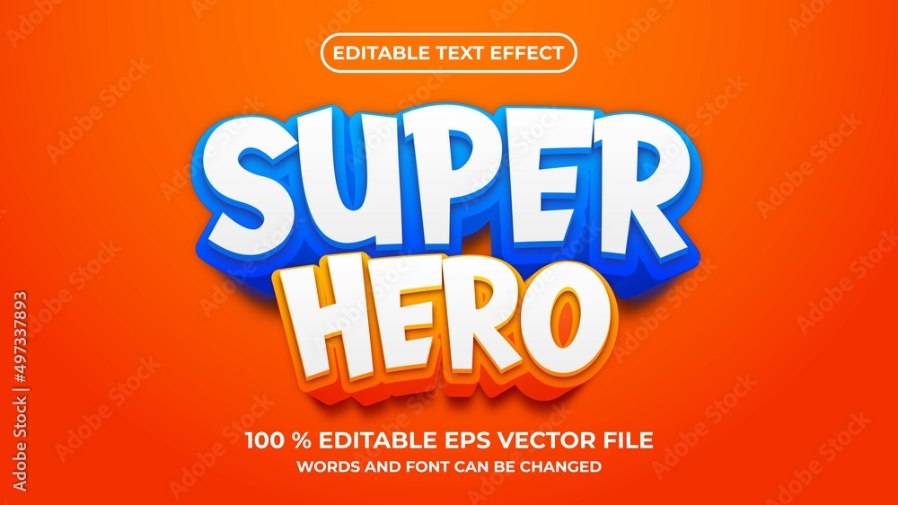Super Hero text effect template design with 3d style Stock Vector ...
