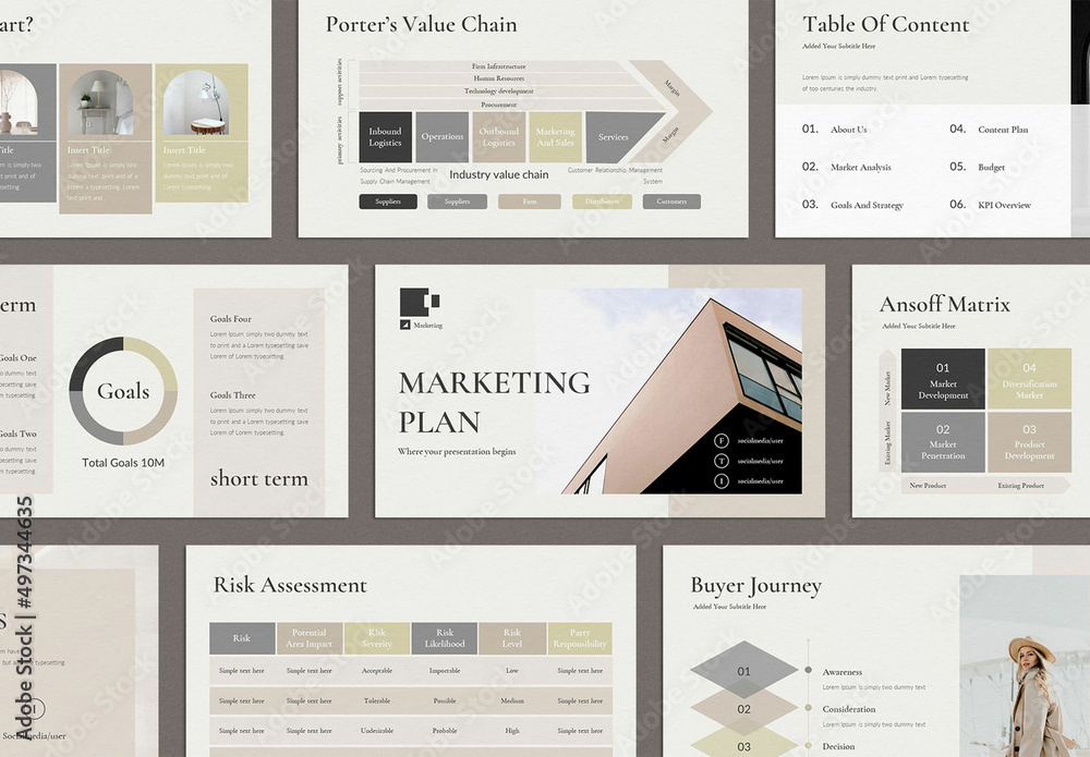 Marketing Plan Presentation Layout Stock Template | Adobe Stock