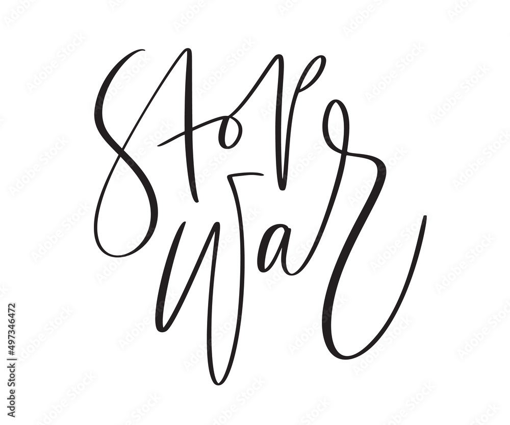 Stop War Handwritting calligraphy vector text. International protest ...